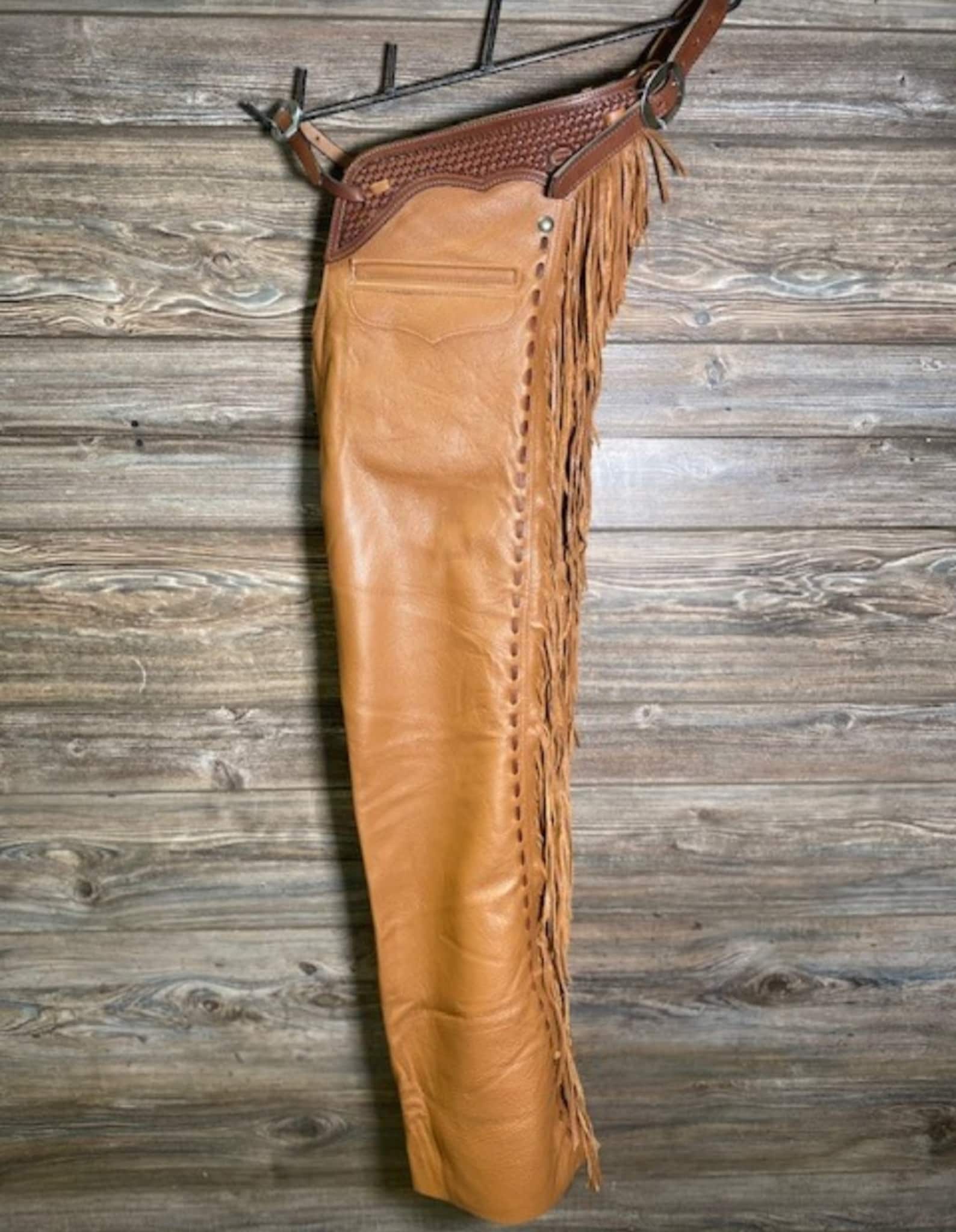 Native American Leather Cowboy Fringes Style Pant Chap Handmade Western ...