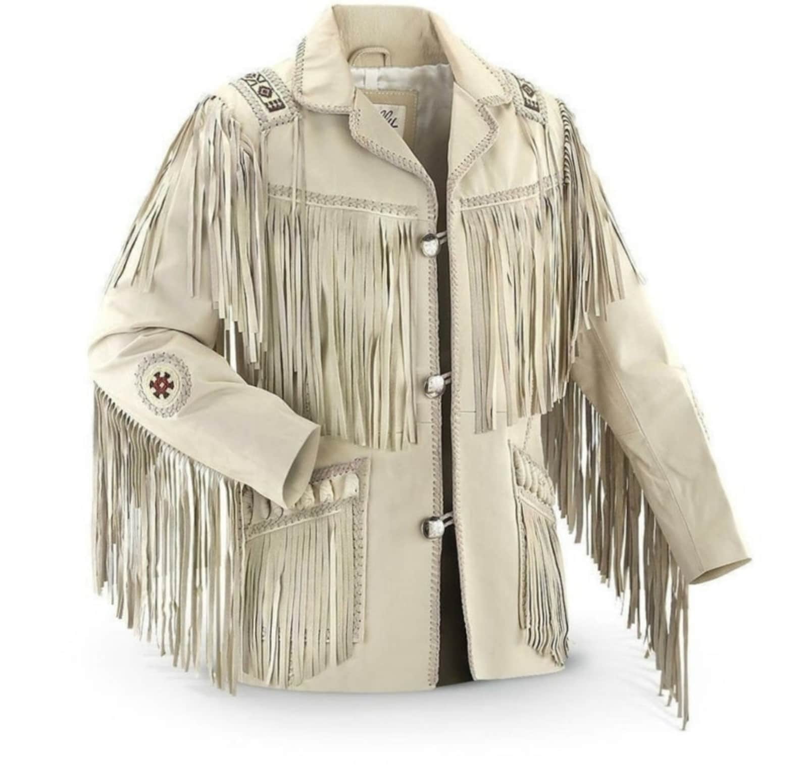 Men's Traditional Western Cowboy Leather Jacket Coat With Fringes And ...
