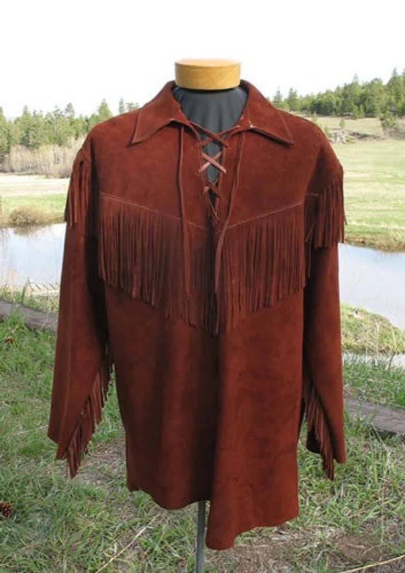 New Men Handmade Native American Mountain Man Buckskin Leather War ...